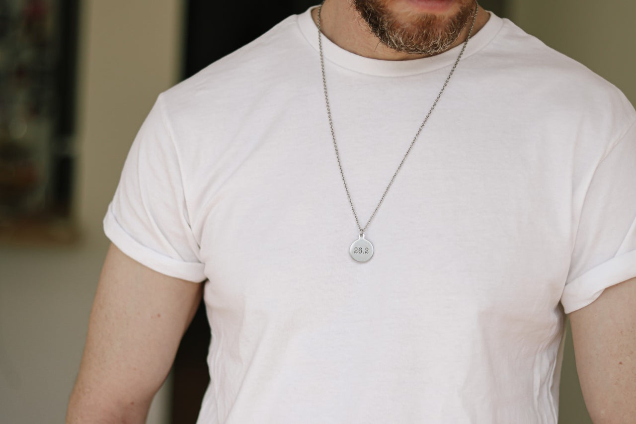 Marathon necklace for men, 26.2 miles engraved, runner men's necklace,