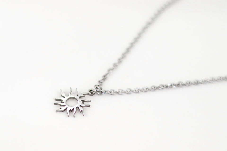 Silver sun necklace for women, stainless steel chain necklace, valenti