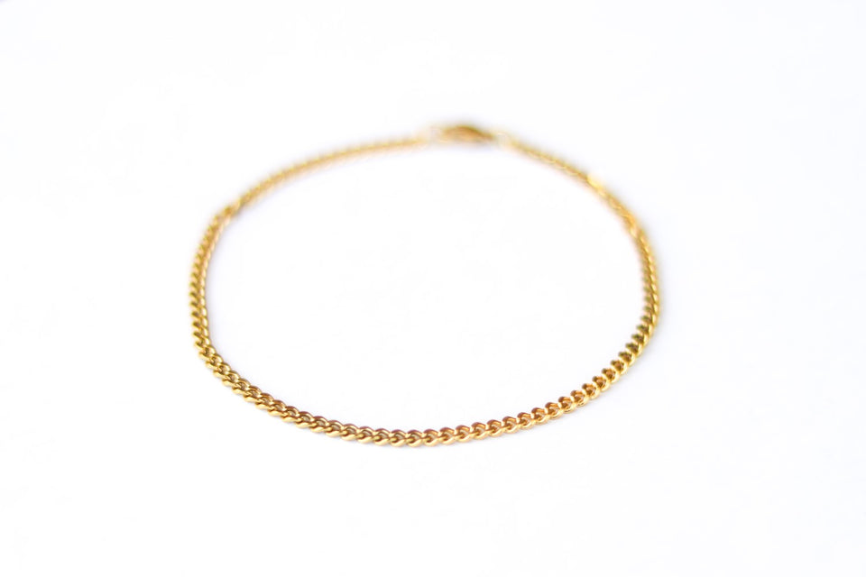 Gold tone chain anklet for men, minimalist mens ankle bracelet